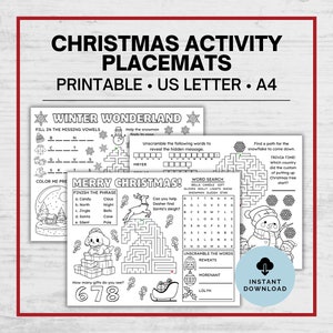 Printable Christmas Placemat for School, Home and Parties, Christmas ...