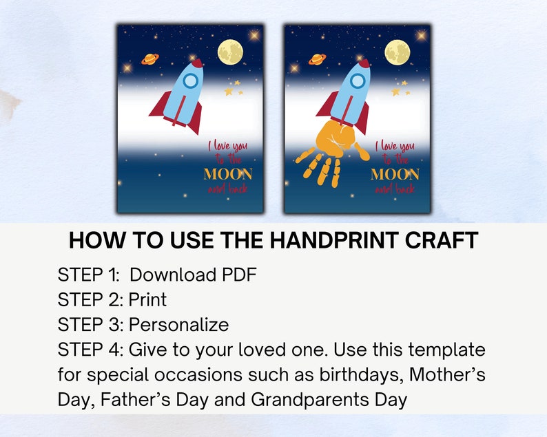 Kids Handprint Art Printable, Fathers Day Handprint, Mothers Day ...