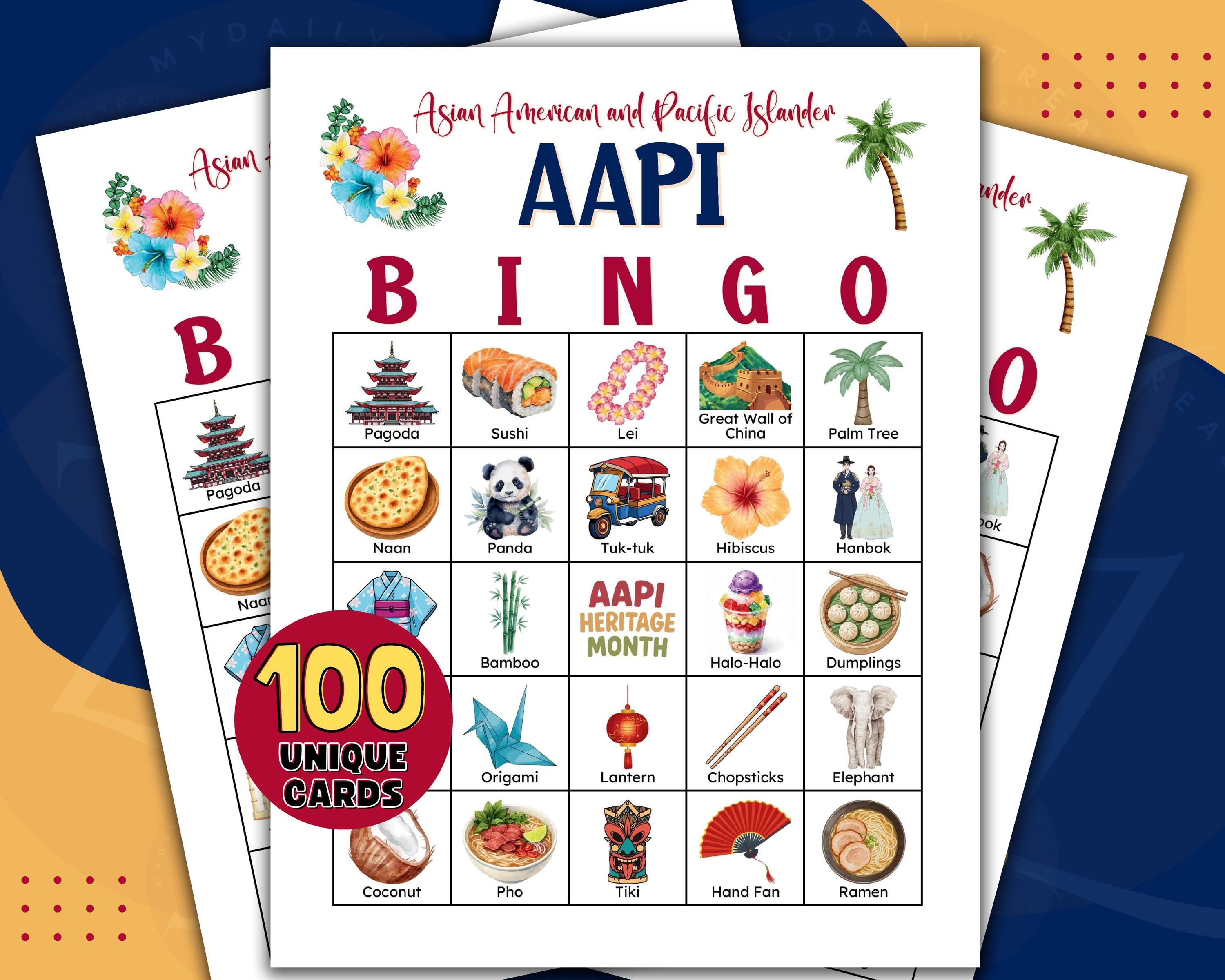 100 AAPI Heritage Month Bingo Cards | Printable Asian American and ...