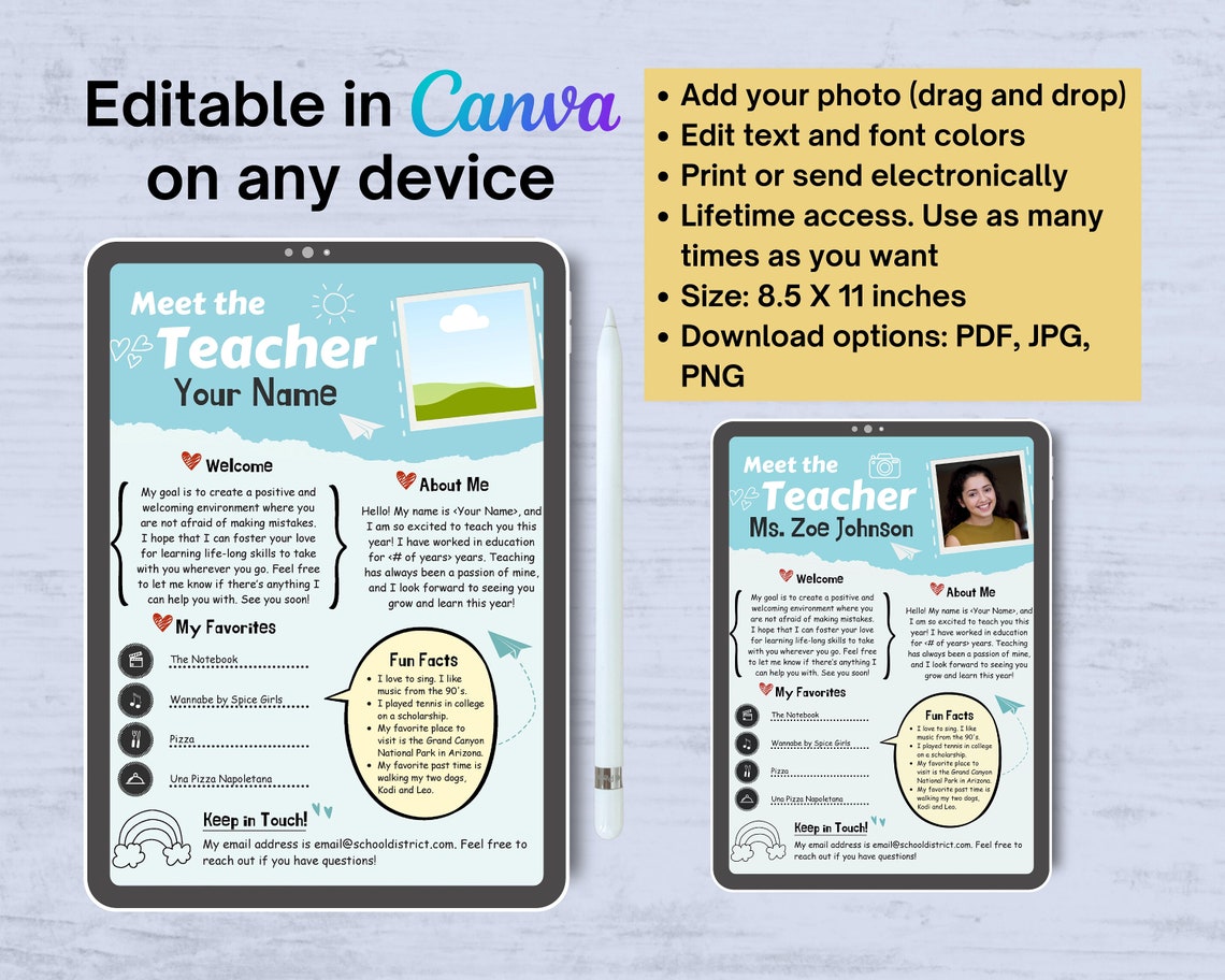 Editable Meet the Teacher Template, DIY Welcome Letter Get to Know ...