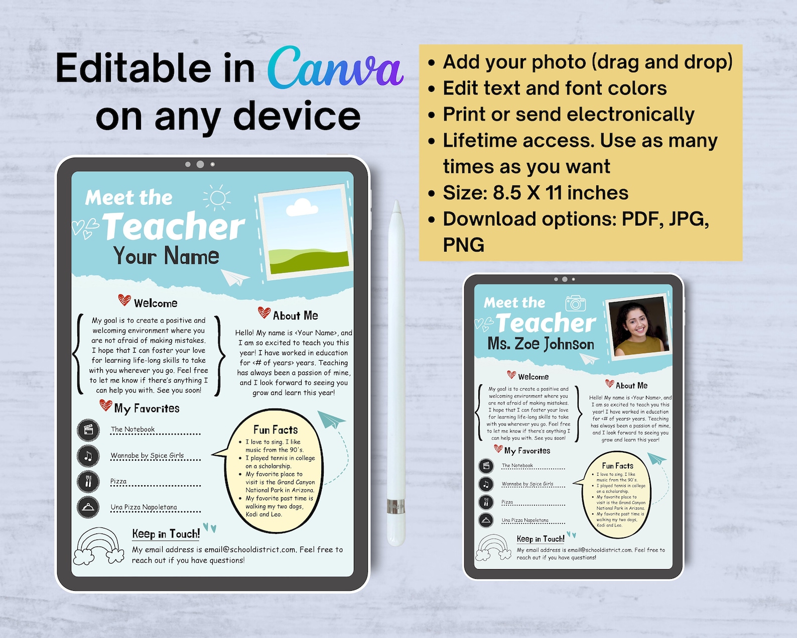 Editable Meet the Teacher Template, DIY Welcome Letter Get to Know ...