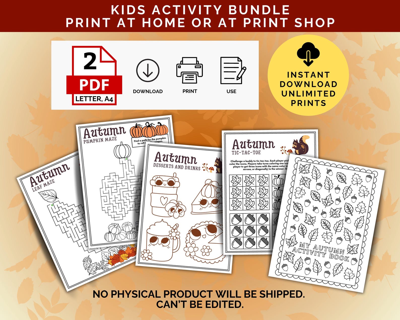 50 Fall Activity Sheets for Kids, Printable Activity Bundle, Fall ...