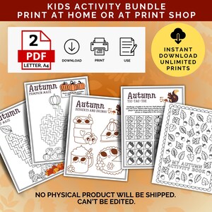 50 Fall Activity Sheets for Kids, Printable Activity Bundle, Fall ...