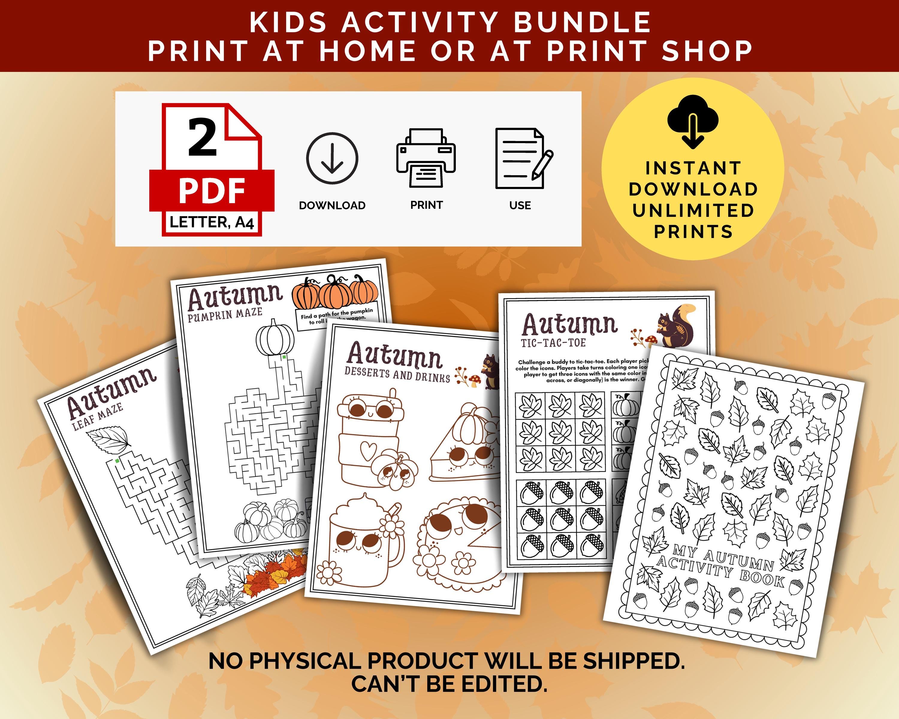 50 Fall Activity Sheets for Kids, Printable Activity Bundle, Fall ...