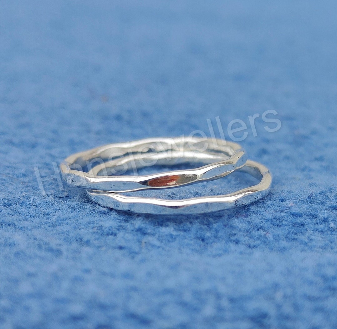 Sterling Silver Stackable Ring Set: Minimalist Dainty Thin Rings - Etsy