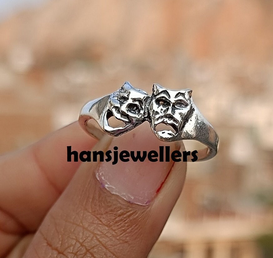 Comedy Tragedy Masks Ring 925 Sterling Silver Comedy Tragedy Masks ...