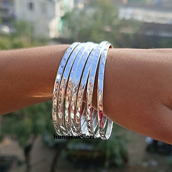 Sterling Silver Bangle Bracelet Set - Etsy