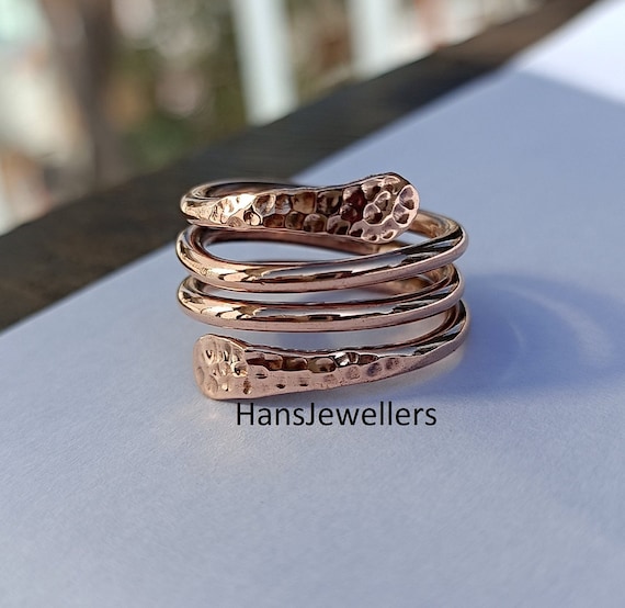 Pure Copper Wrap Ring Finger Ring Solid Copper Ring Healing Copper Jewelry Hammered Solid Copper Adjustable Ring Toe Copper Ring Etsy