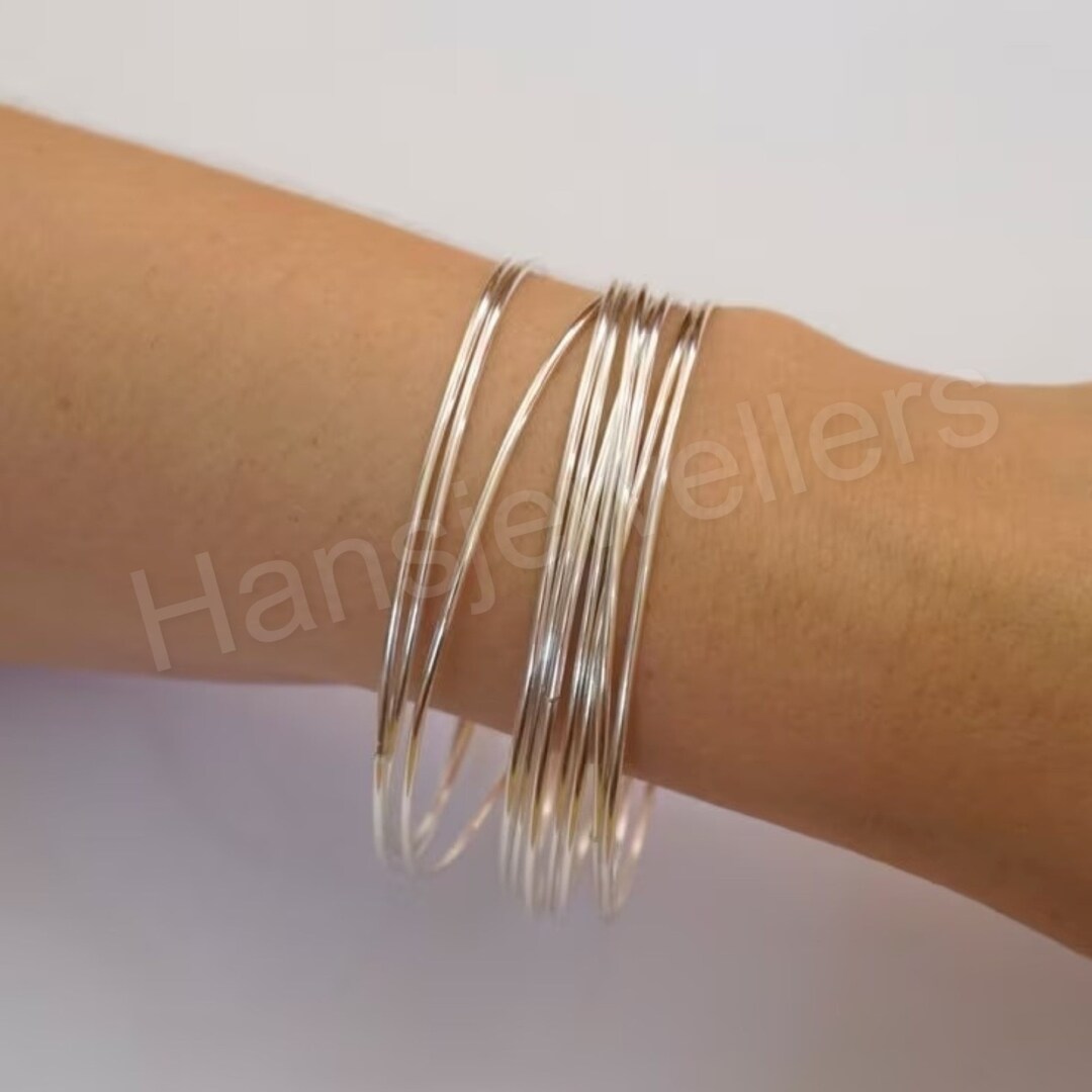 Dainty Round Bangles, 7 Day Bangles, Thin Stacking, Bangles, Handmade ...