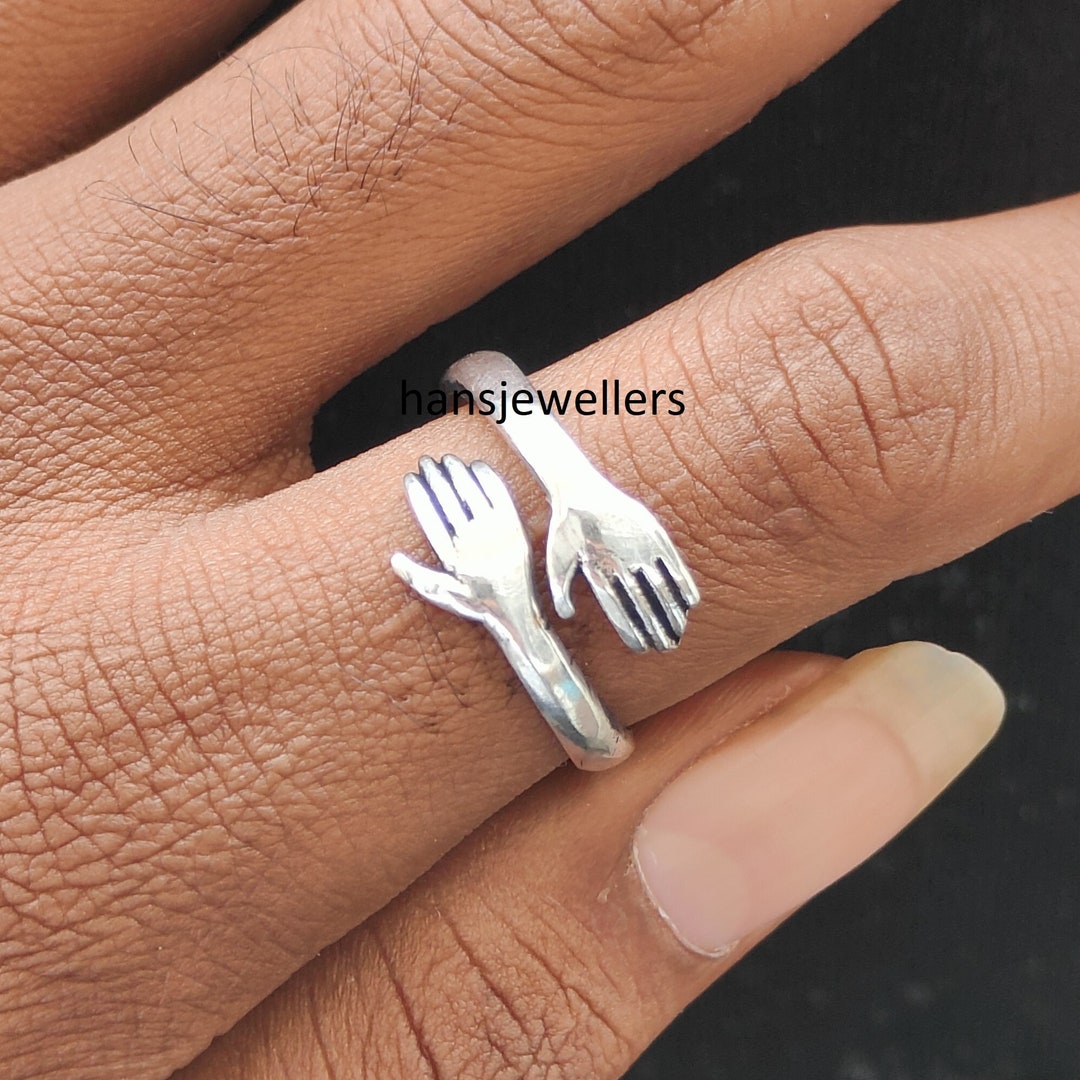 Love Hug Ring, Hand Ring, Couple Lover Ring, Cute Gift, Adjustable ...