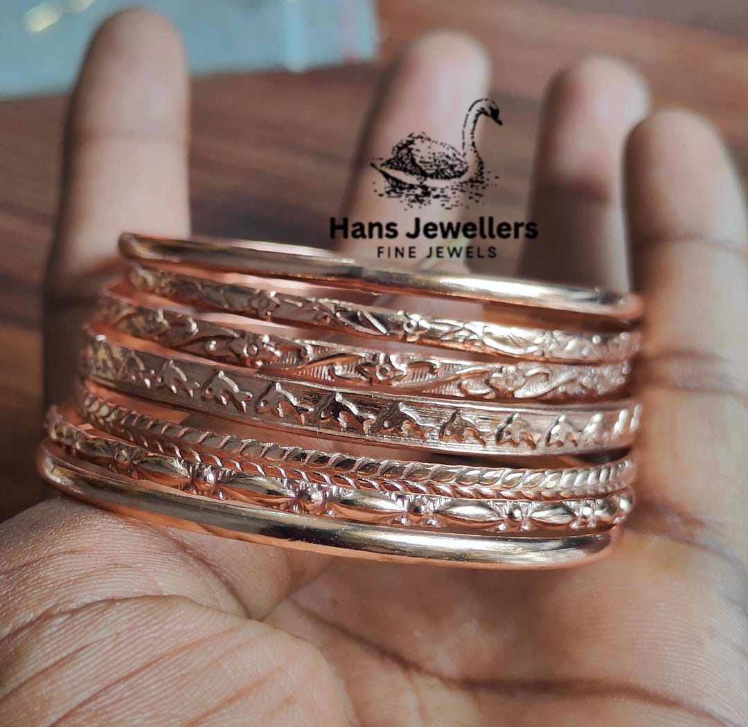 Set of 7 Solid Copper Bangle, Simple Pure Copper Bangle, Set of 7 Pcs ...