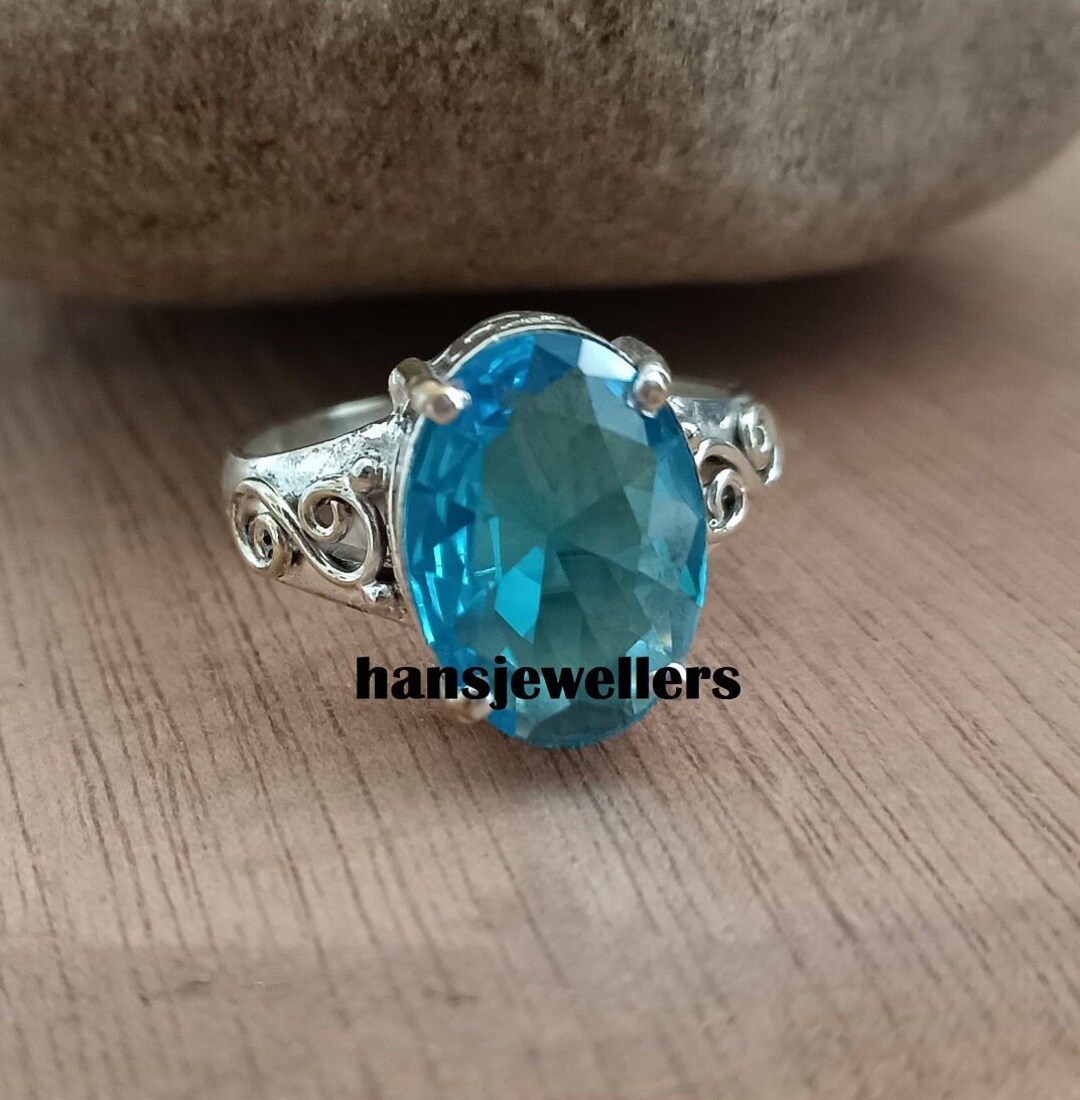 Natural Blue Topaz Ring , 925 Sterling Silver Ring , Handmade Silver ...