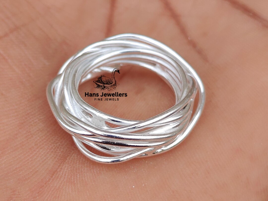 925 Sterling Silver Rolling Ring, Band Rolling Ring, Interlocking Ring ...