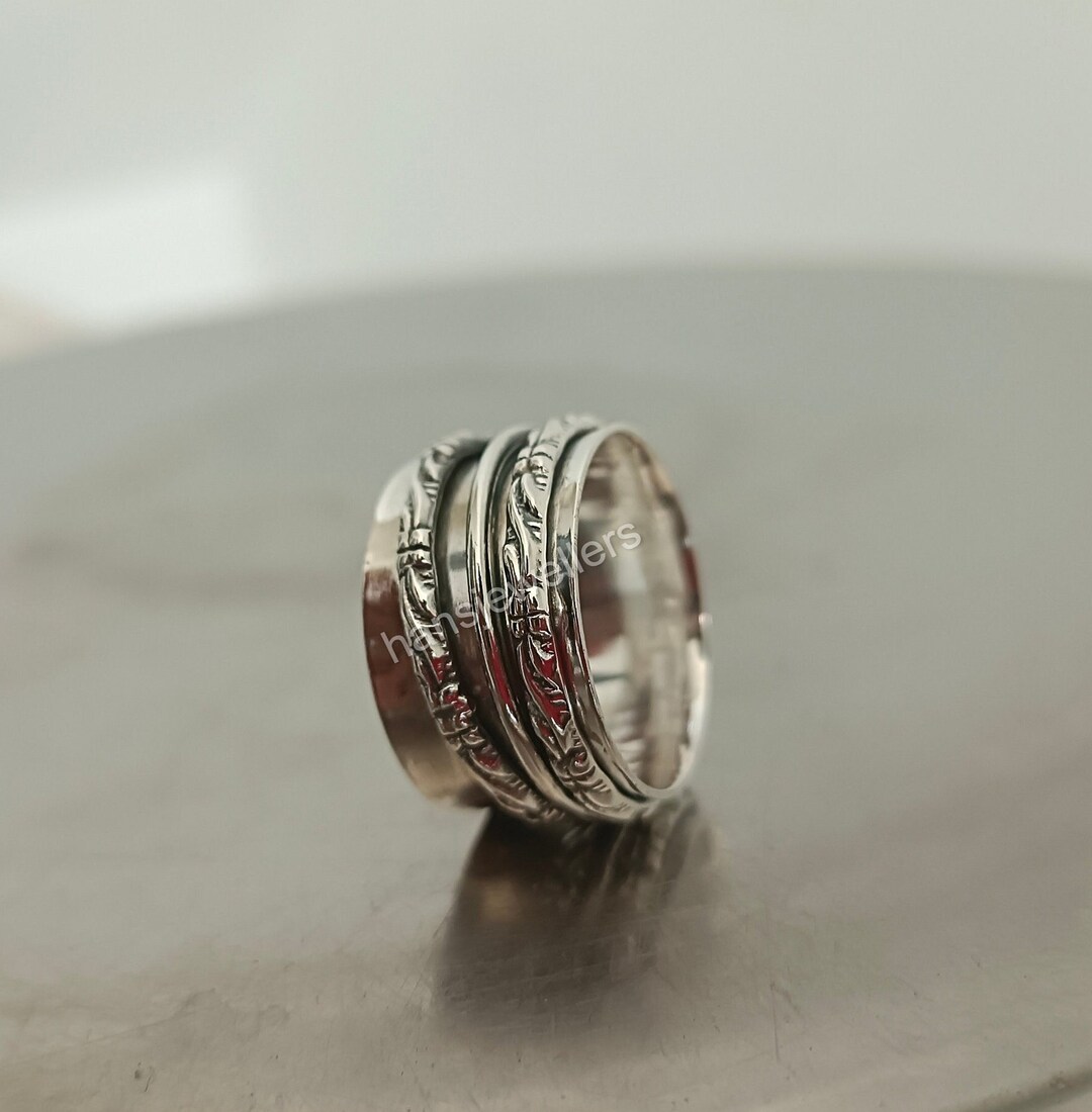 Silver Stacking Spinner Ring Set , Set of 3 Mixer Metal Rings Simple ...