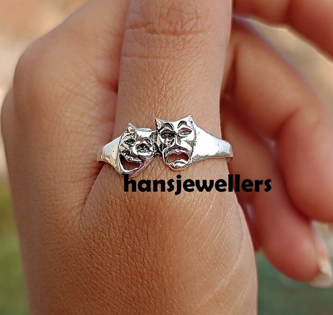 Comedy Tragedy Masks Ring • 925 Sterling Silver • Comedy Tragedy Masks ...