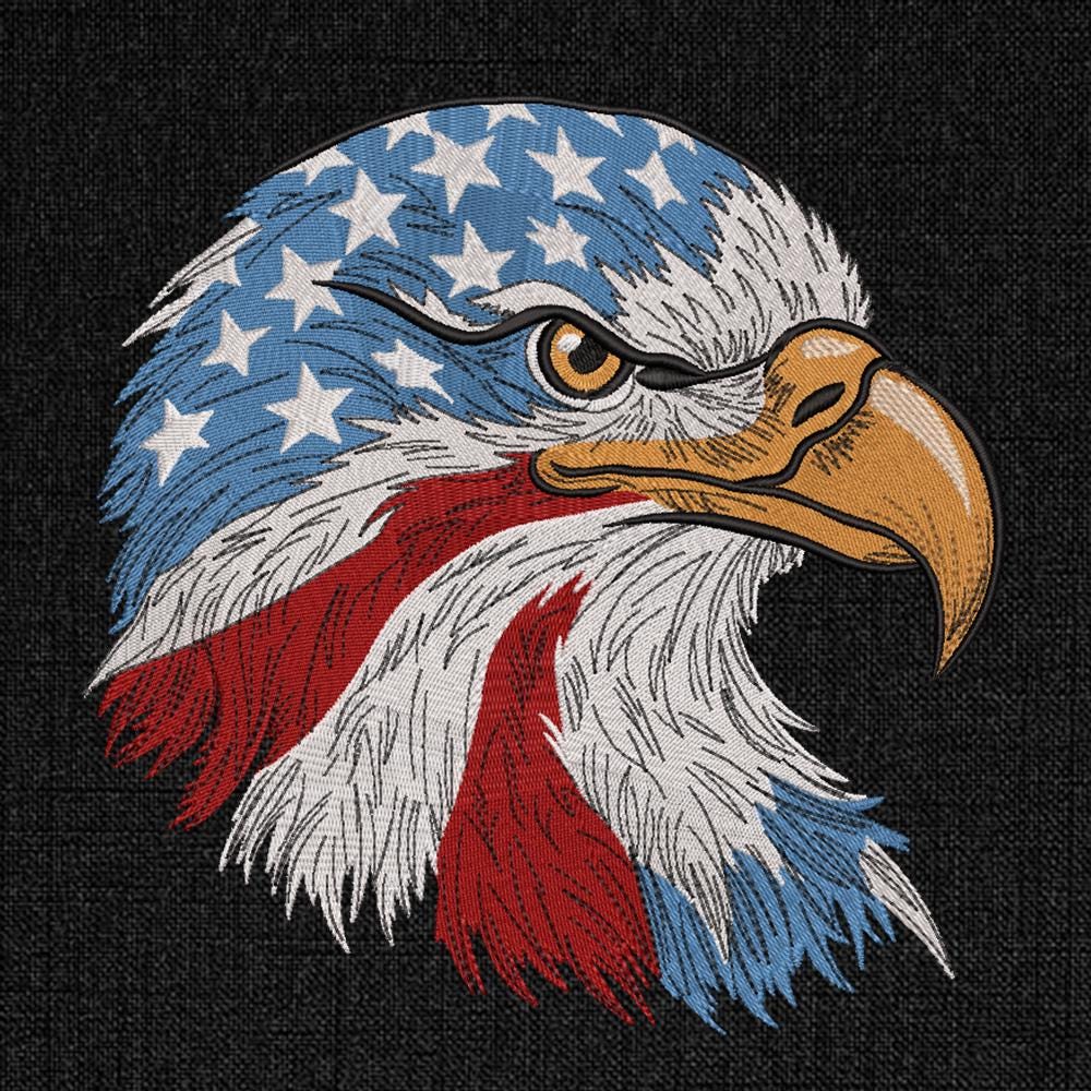 American Flag Bald Eagle Embroidery Design, Patriotic Eagle ...