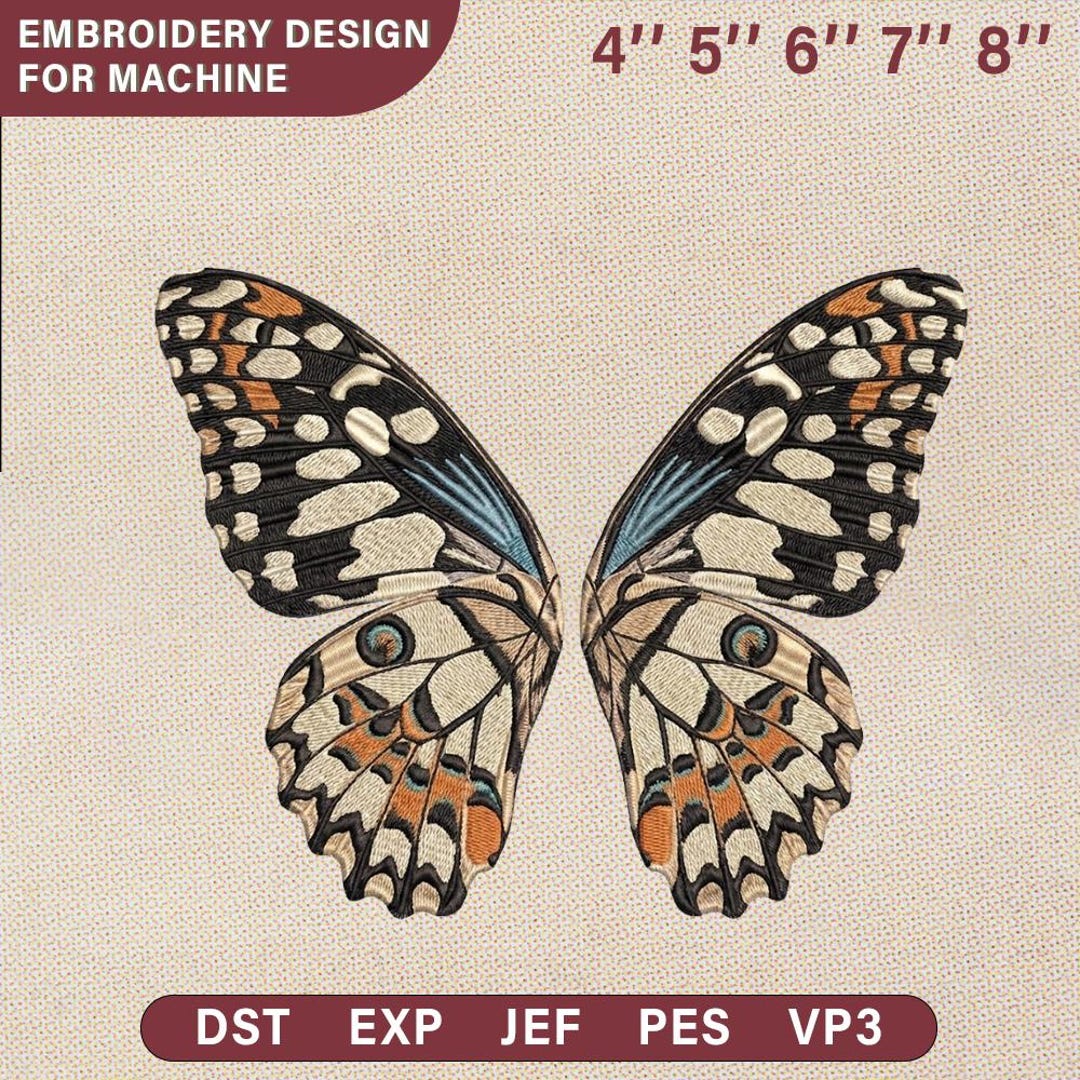 Split Butterfly Wings Embroidery Design,realistic Insect Machine ...