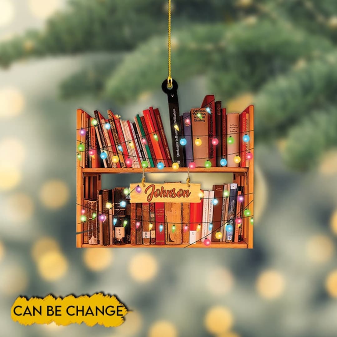 Custom Book Christmas Ornament Decorations 2D Flat Reading Lover ...