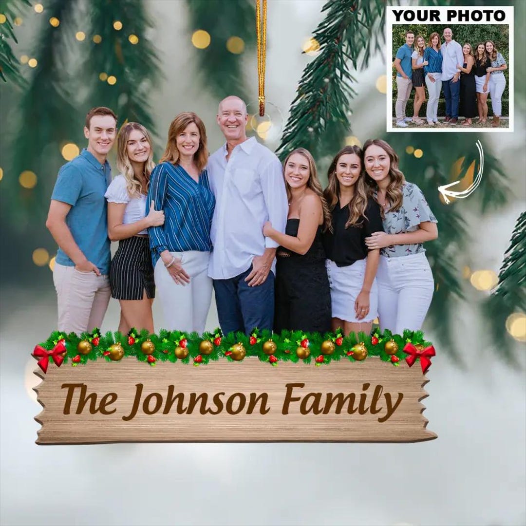 Custom Family Name Photo Ornament, Personalized Acrylic Christmas ...