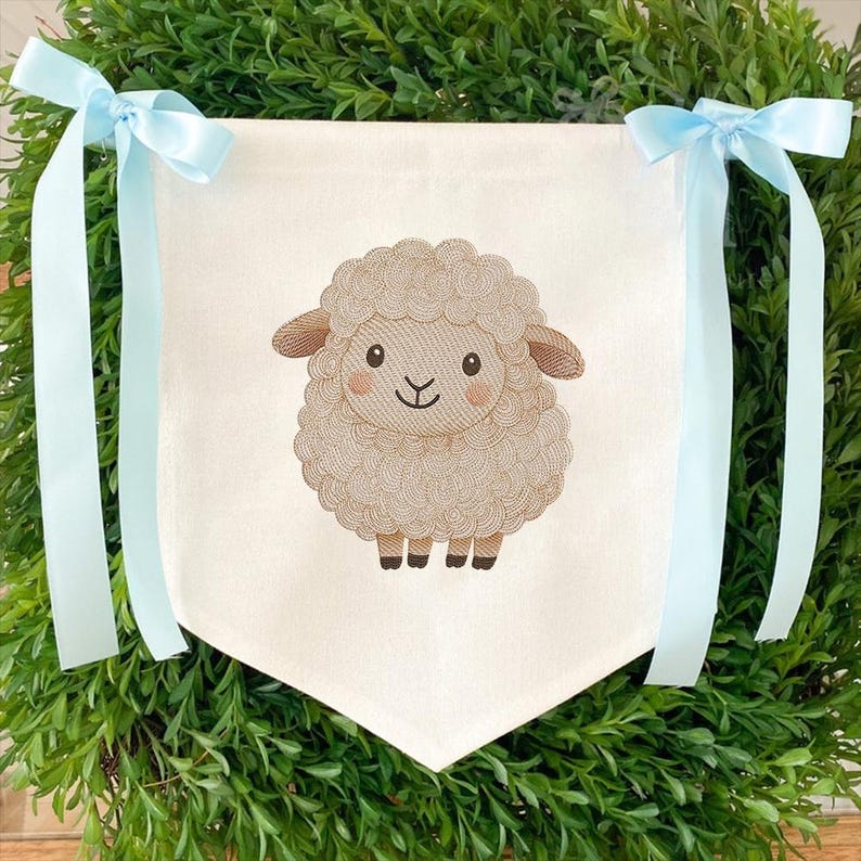 Fluffy Sheep Embroidery Design, Cute Farm Lamb Machine File, Kawaii ...