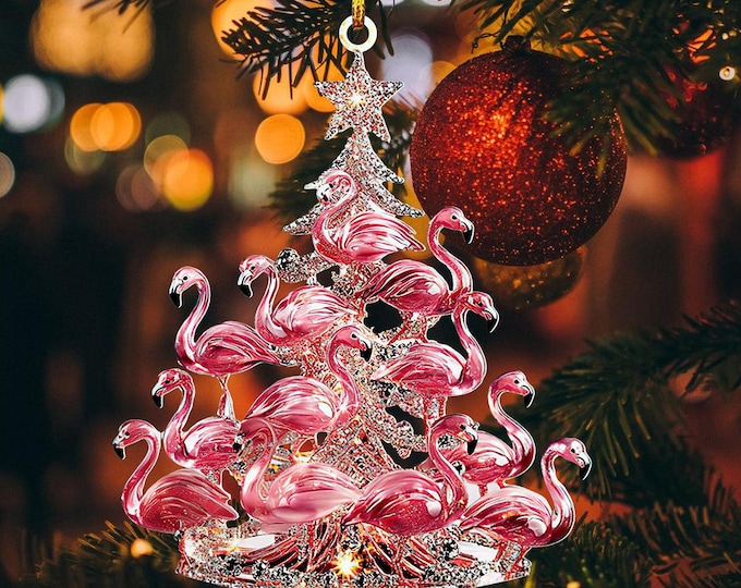 Flamingo Christmas Ornaments, Gift for Flamingo Lovers, Flamingo Tree ...