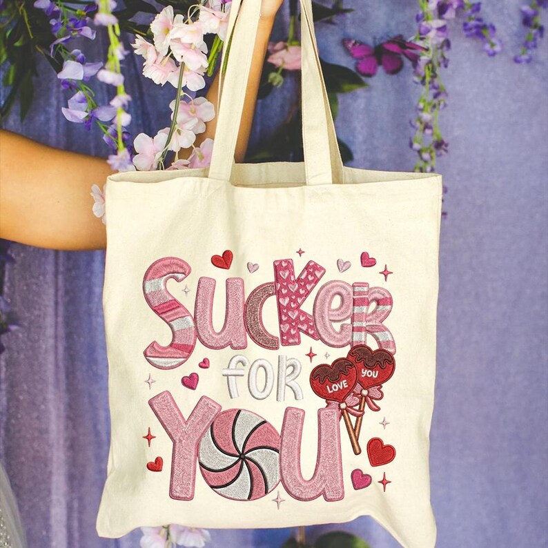 Sucker for You Embroidery Design, Valentine Candy Heart Pattern ...