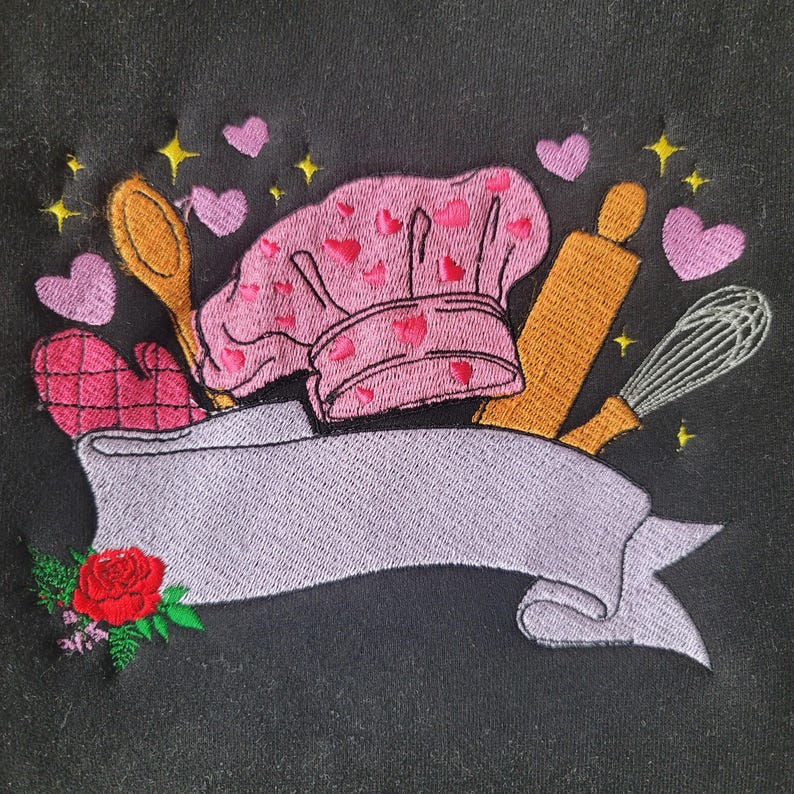 Chef Hat Baking Split Embroidery Design – Cute Kitchen Tools Machine ...