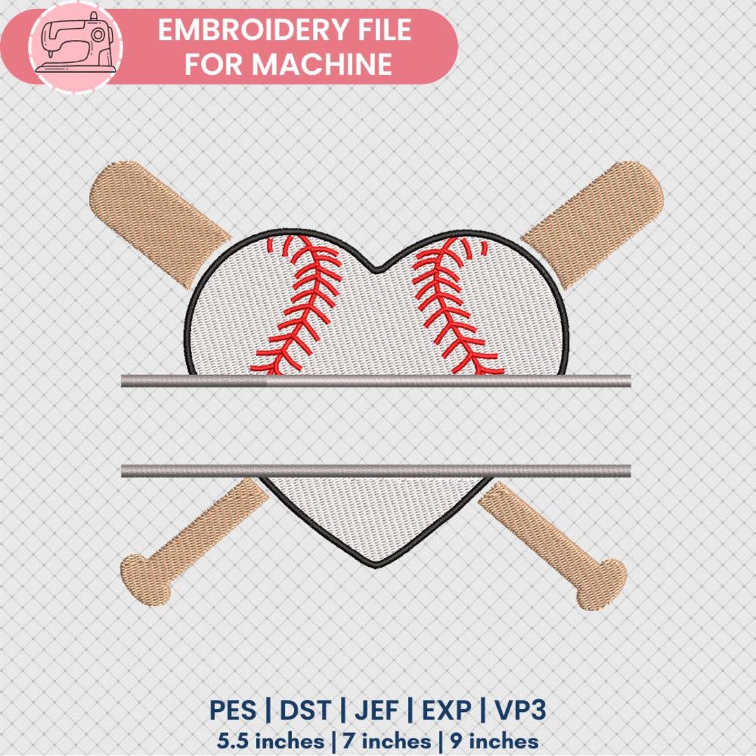 Baseball Heart Split Embroidery Design – Split Baseball Machine ...