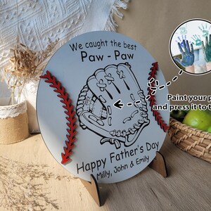 We Caught the Best Poppop Handprint Sign, DIY Baseball Dad Personalized ...