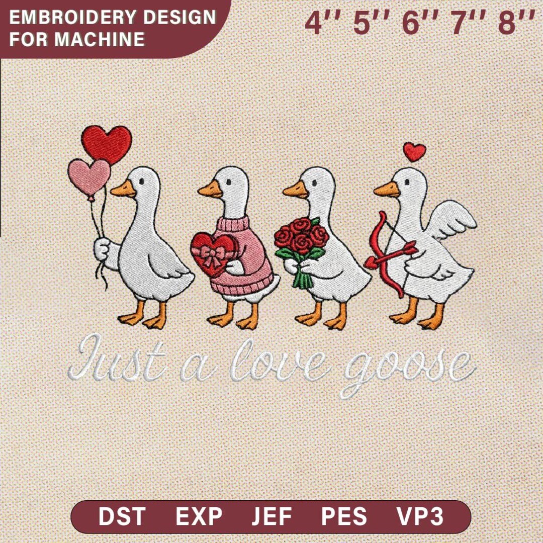 Just A Lovely Goose Embroidery Design, Cute Geese Group Pattern ...