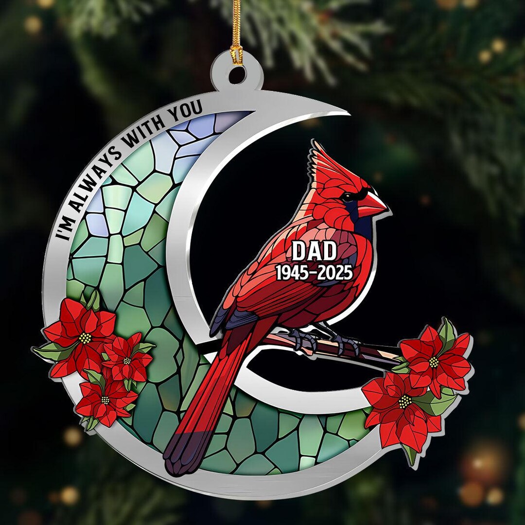 I’m Always With You Cardinal Moon Ornament, Memorial Acrylic Keepsake ...
