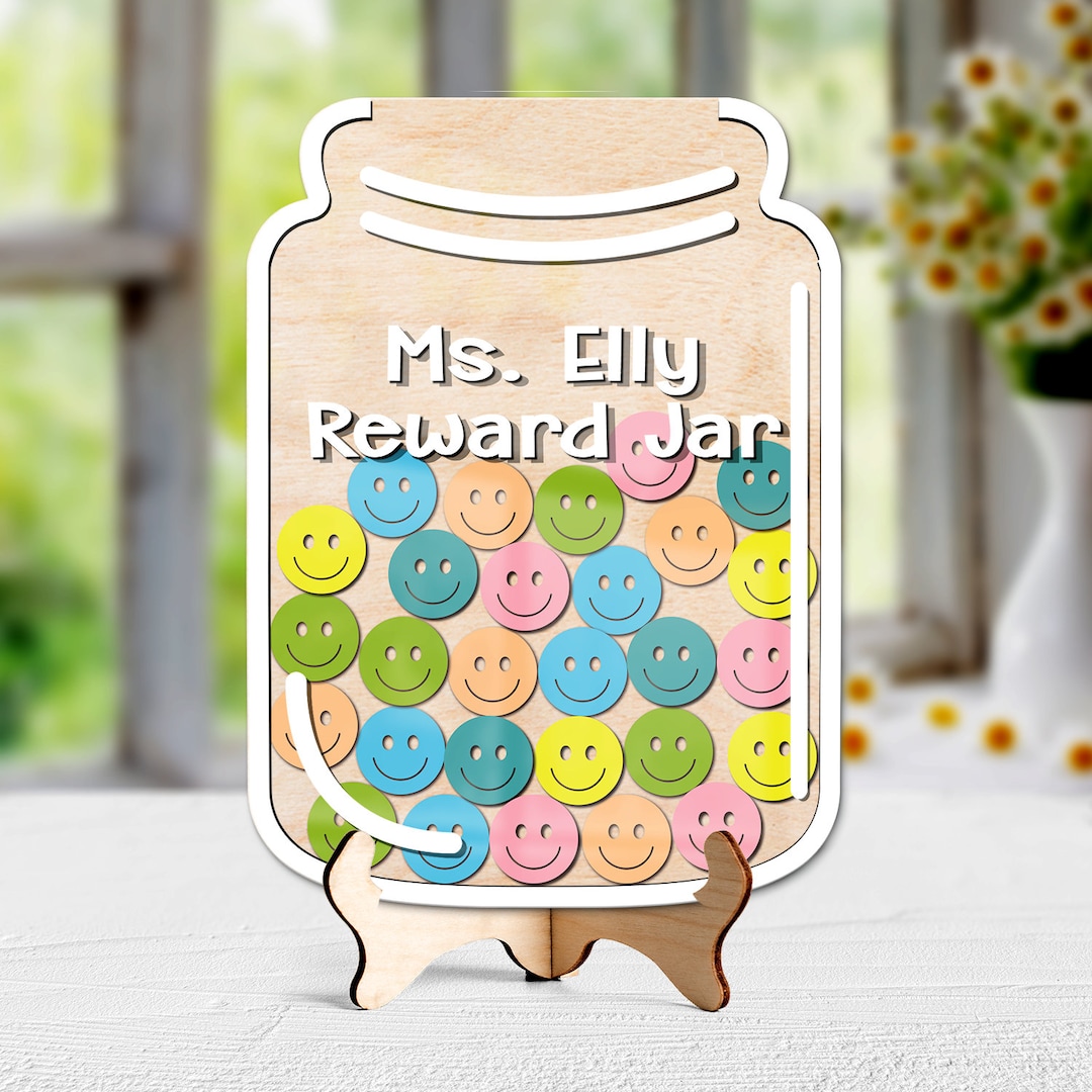 Personalized Magnetic Reward Jar Classroom Behavior, Custom Smiley Face ...