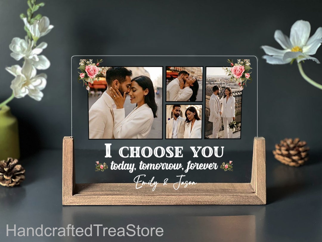 Floral Personalized Couple Photo Plaque, New Couple Custom Picture ...