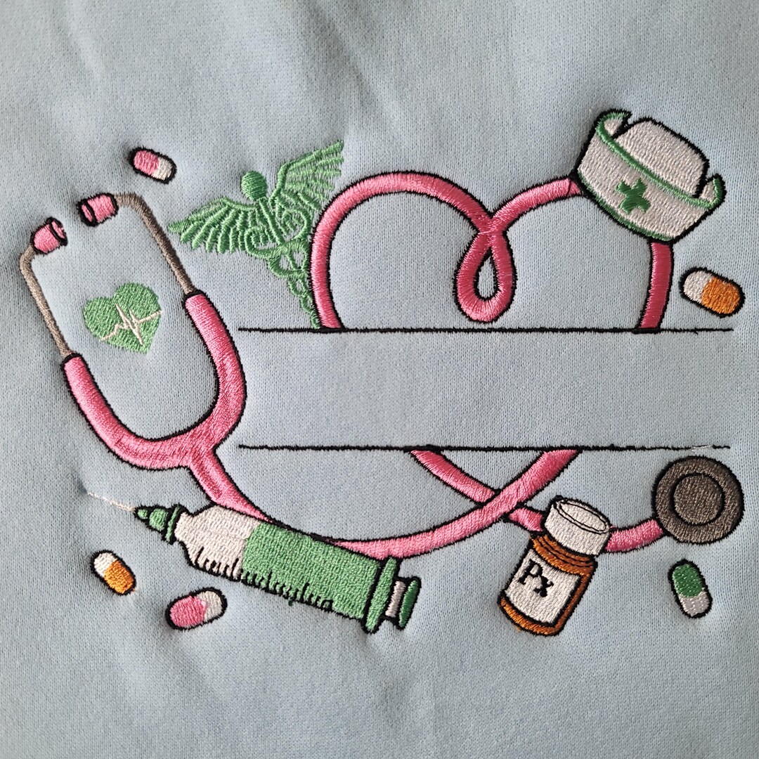 Split Nurse Machine Embroidery File - Medical Stethoscope Name Tag ...