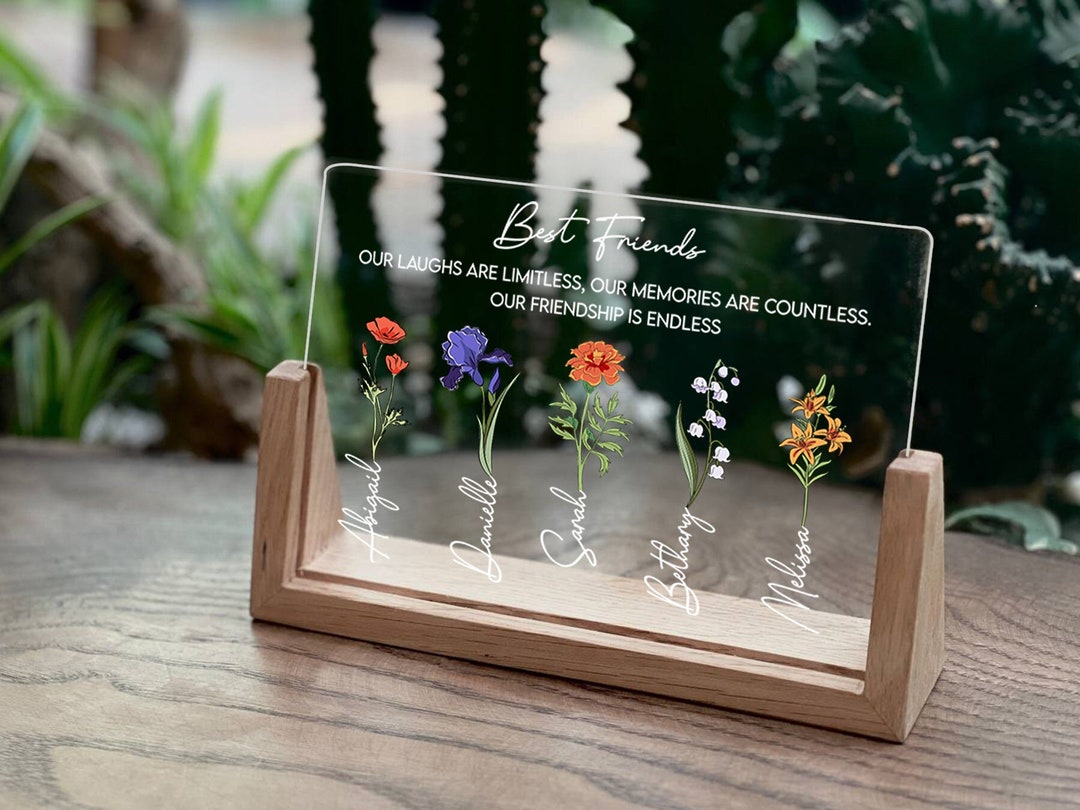 Custom Birth Flower Plaque With Stand,gifts for Mom, Grandma,mothers ...