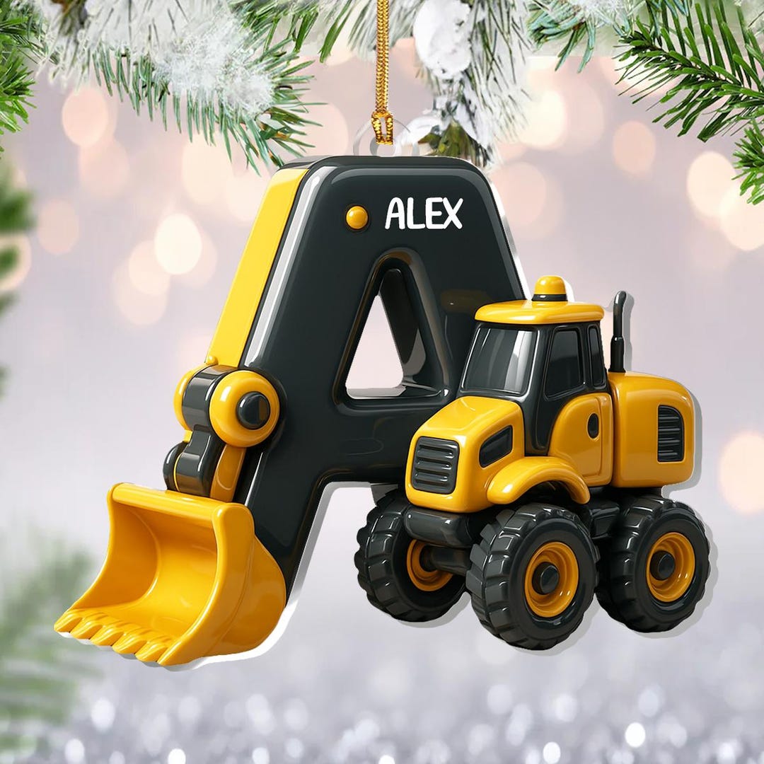 Construction Vehicles Alphabet Ornament, Personalized Acrylic Letter ...