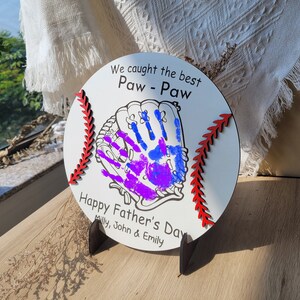 We Caught the Best Poppop Handprint Sign, DIY Baseball Dad Personalized ...