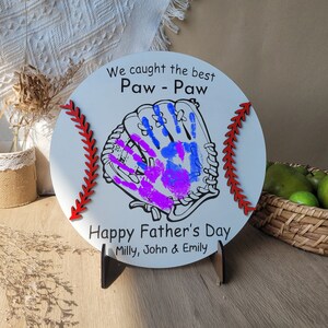 We Caught the Best Poppop Handprint Sign, DIY Baseball Dad Personalized ...