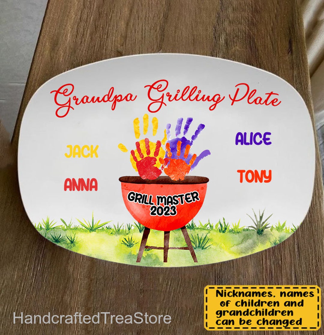 Personalized Handprint Grilling Plate, Platter Gift for Father's Day ...