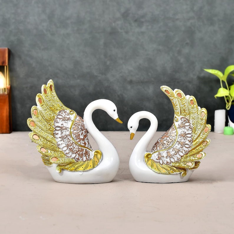 Swan Pair Feather Design Sculpture for Home Decor Showpiece - Etsy