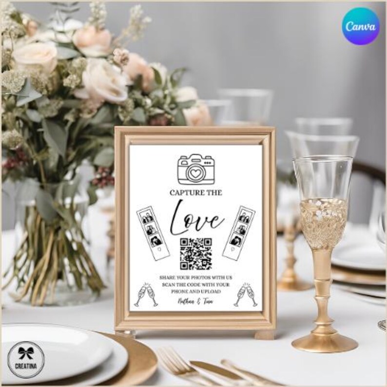 Editable Wedding QR Code Sign Template: Photo Sharing (digital Download ...