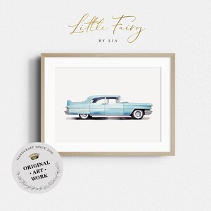 Light Blue Classic Car Print Printable Bundle of 6 Vertical Car Poster ...