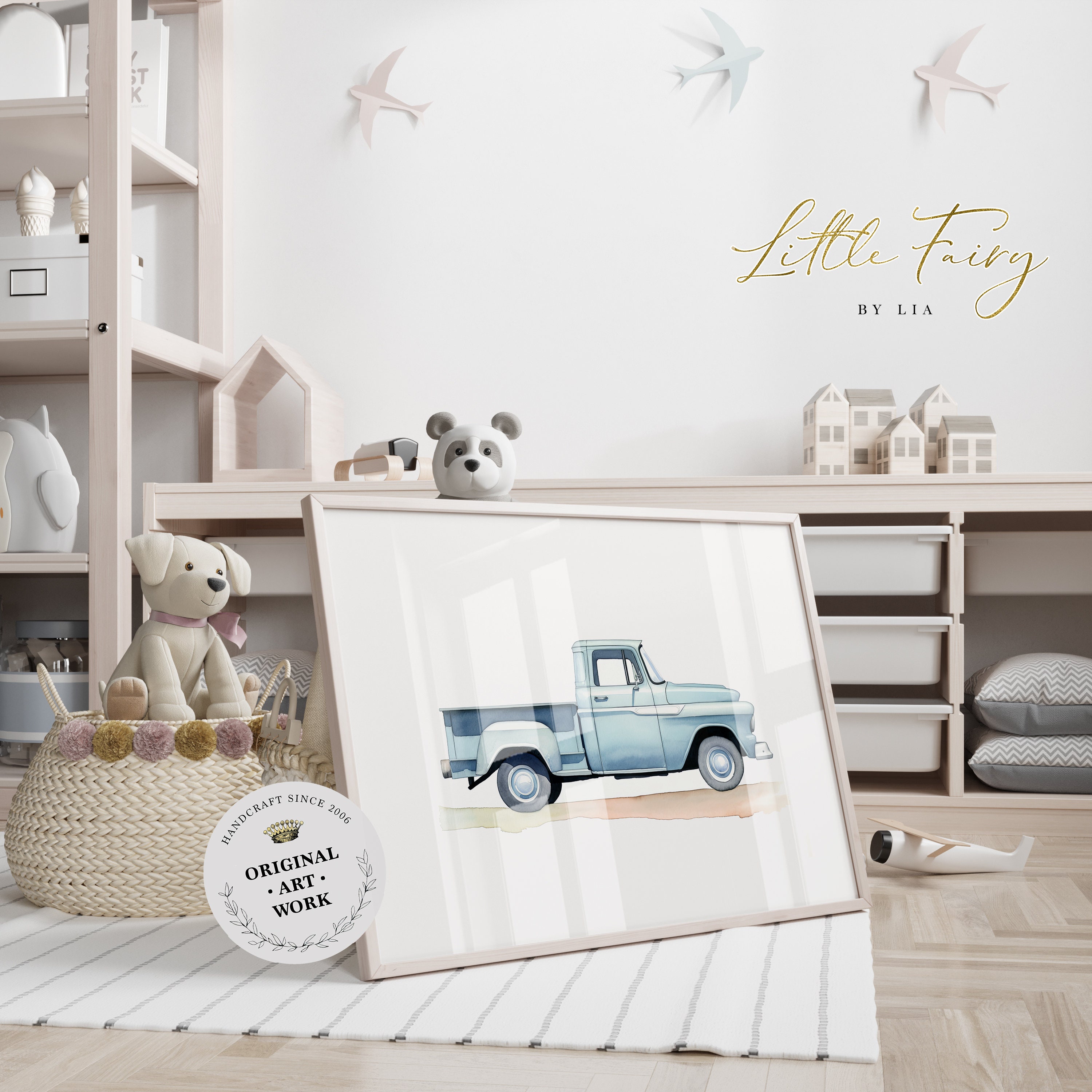 Light Blue Classic Car Print Printable Bundle of 6 Vertical Car Poster ...