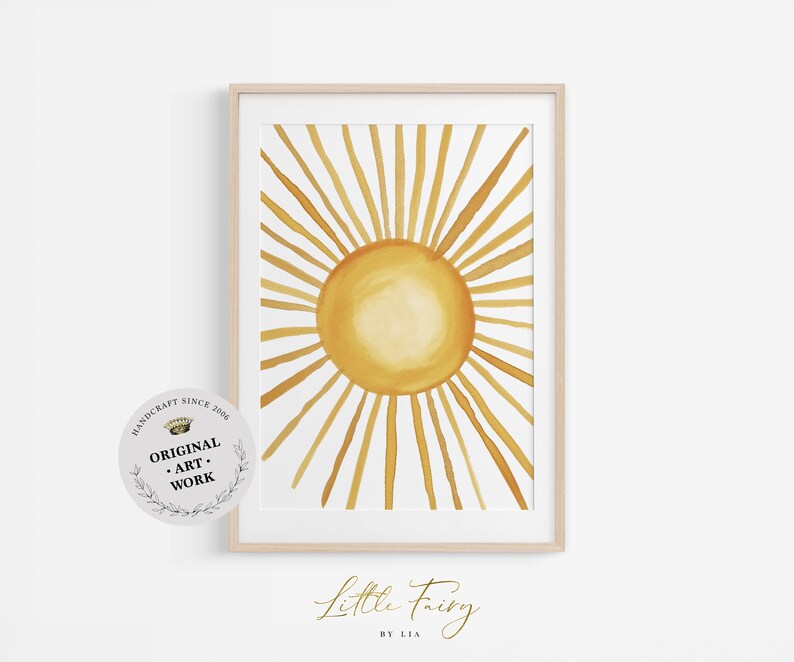 Printable Sunset Nursery Wall Art, Set of 3 Prints, Boho Sunshine, Mid ...