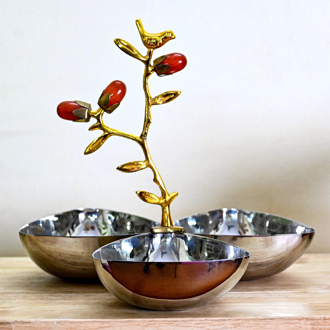 Metal Dry-fruit Serving Tray With Lid Handcrafted Artisanal Delight for ...