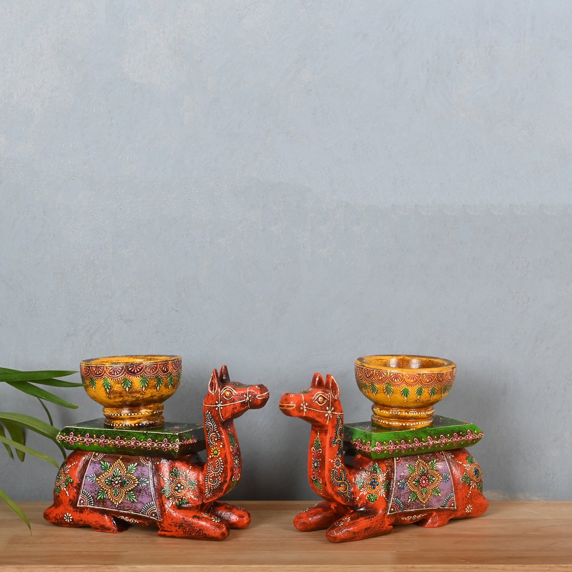 Handcrafted Wooden Camel Figurine Serving Platter Set: A Duo of ...