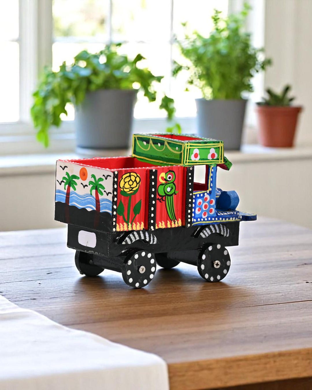 Hand-painted Indian Truck | Traditional Folk Art Decor | Colorful Metal ...