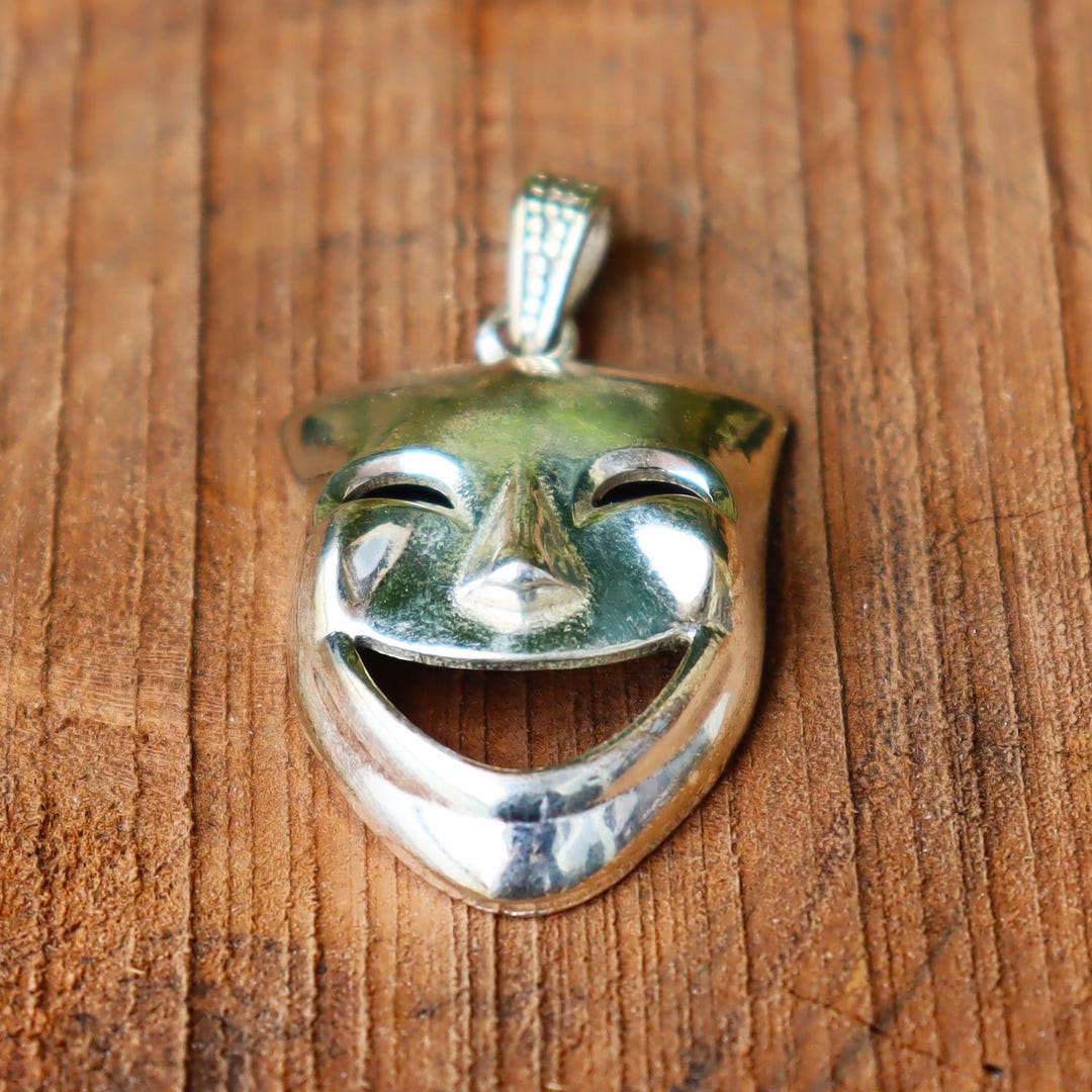 Sterling Silver Smile Face Pendant: Boho Charm Jewelry - Etsy