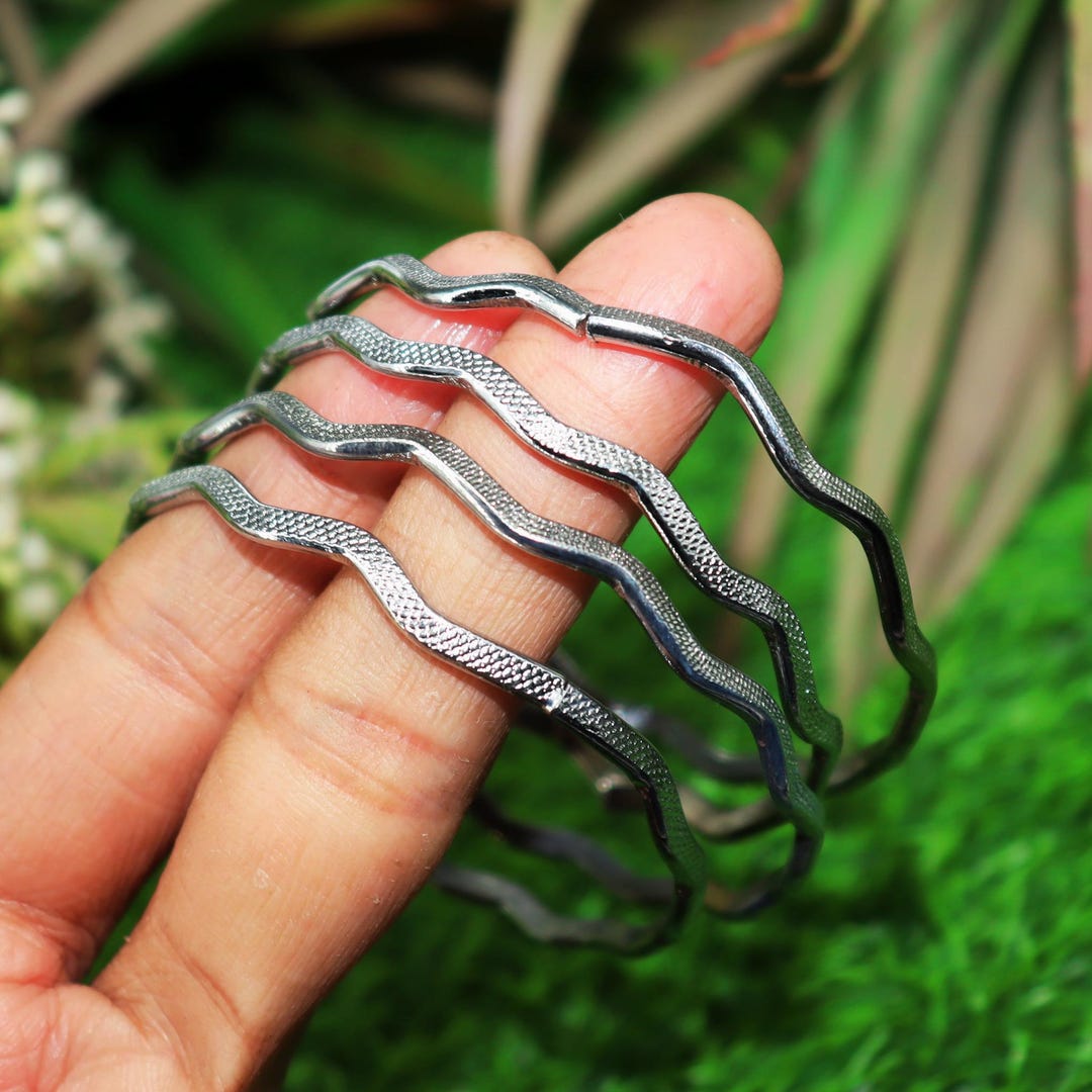 Wave Bangle, 925 Silver Bangle, Set of 4 Bangle, Women Bangle, Silver ...