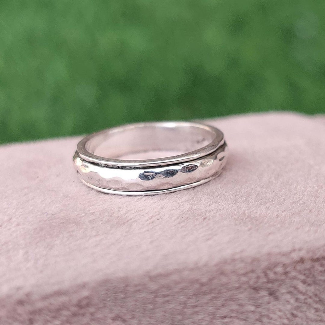 Hammered Band Spinny Spinner Ring, Solid 925 Silver Spinner Ring ...